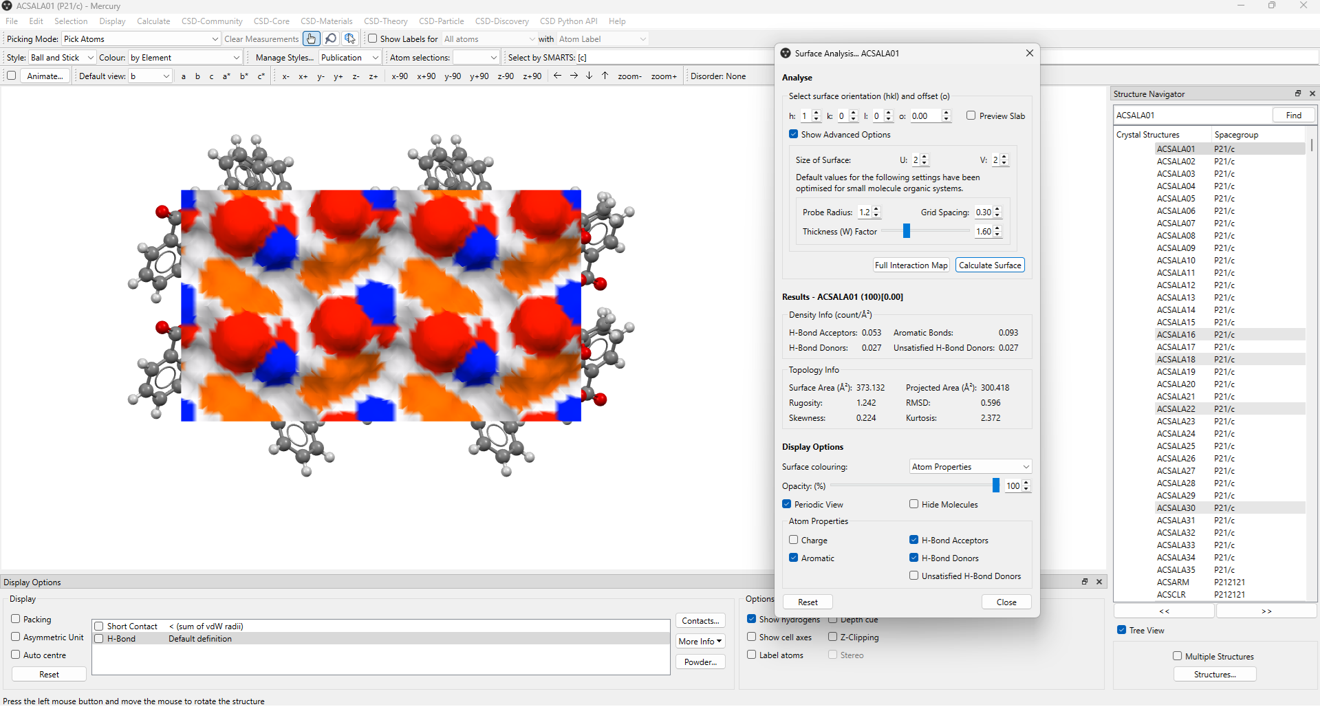 How to Visualize and Analyse Surfaces Using Mercury | CCDC